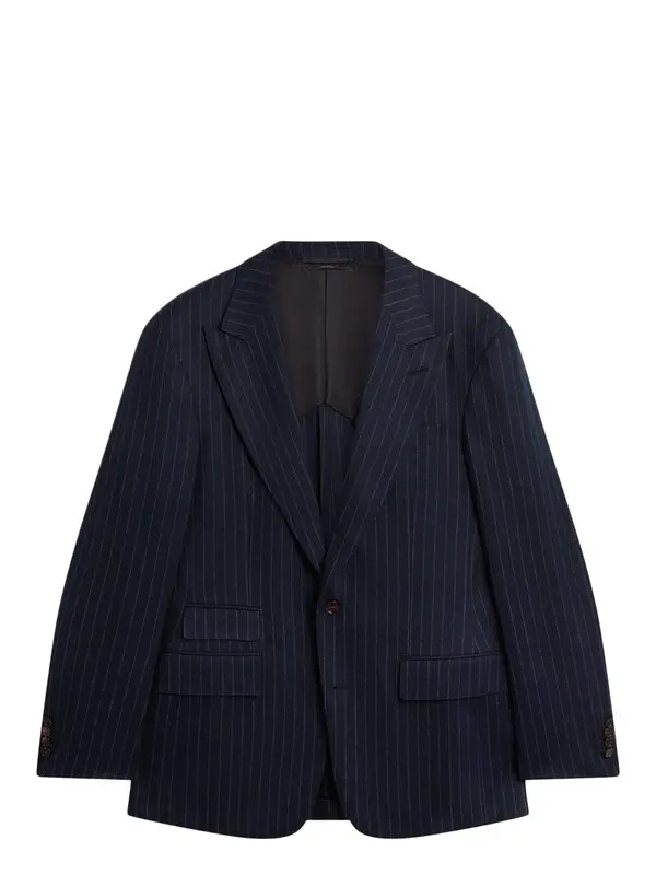 Dunhill Merino Wool Chalkstripe Bourdon Blazer - Navy