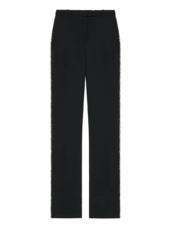 Alexander McQueen Wool Tuxedo Trousers With Embellishments - Black