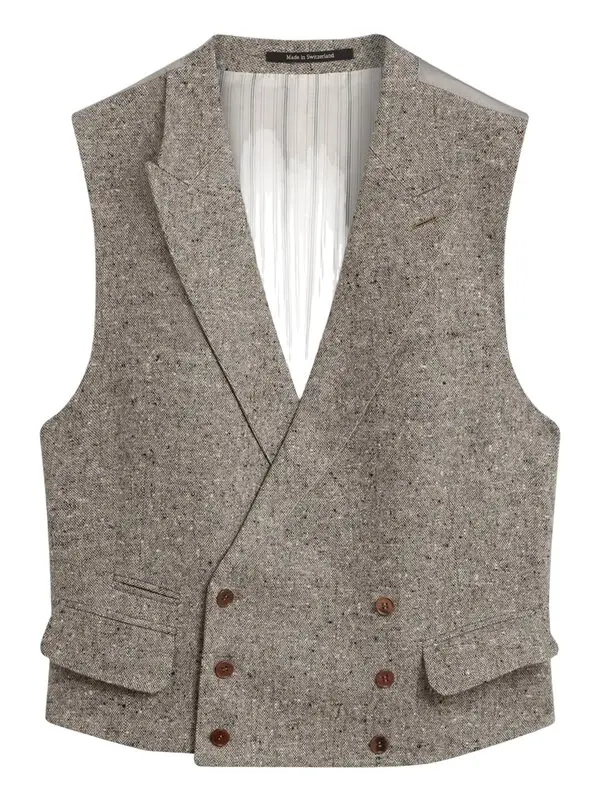 Dunhill Wool Donegal Tweed Double-breasted Waistcoat - Grey