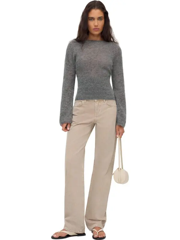 REFORMATION Soren Sheer Alpaca Sweater Top - Grey