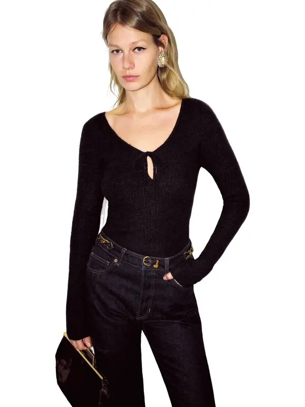 REFORMATION Aimee Fine Alpaca Sweater - Black