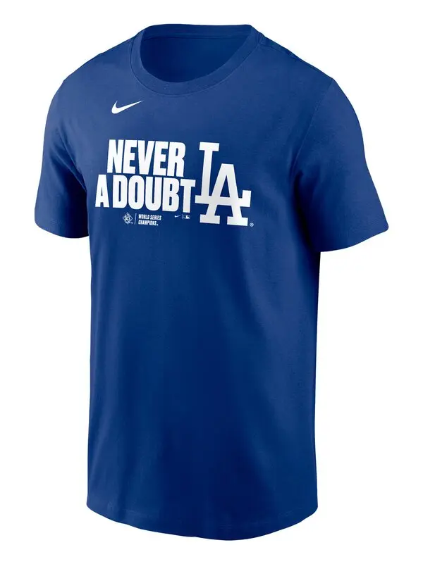 Nike Los Angeles Dodgers 2025 World Series Champions Batting Clean Up Lockup Logo Mlb T-shirt - Blue