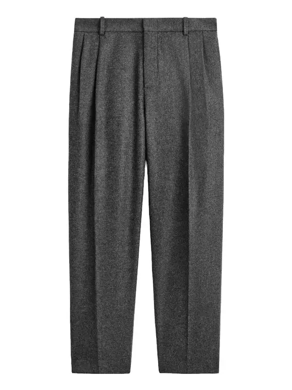 Cos Pleated Wool Straight-leg Trousers - Gray