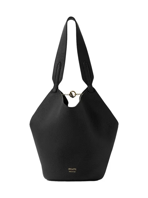 Khaite Lotus Mini Textured-leather Tote - Black