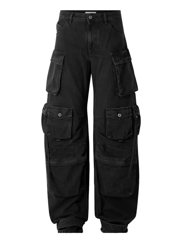 Attico Low-rise Cargo Jeans - Black