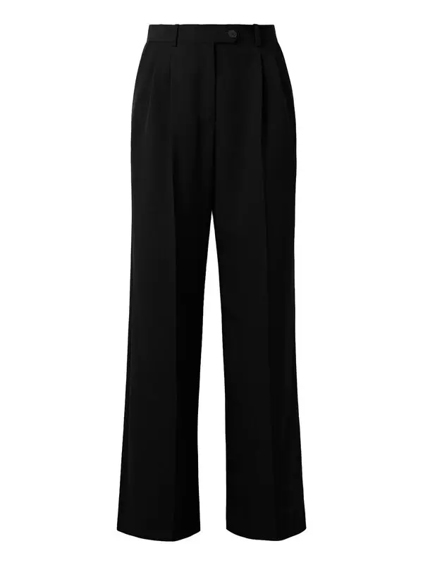 THE ROW Virgil Pleated Wool-gabardine Wide-leg Trousers - Black