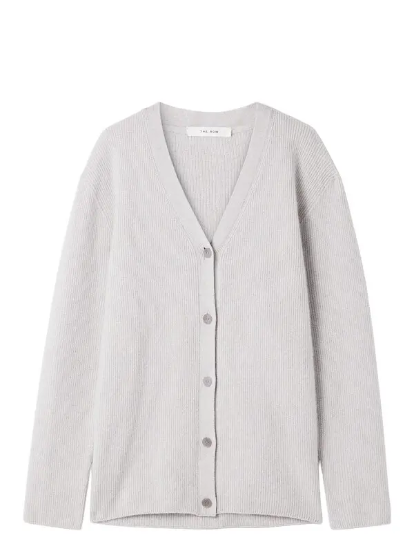 THE ROW Maser Ribbed Cashmere Cardigan - White
