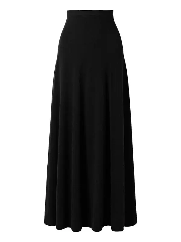 THE ROW Masini Cashmere Maxi Skirt - Black