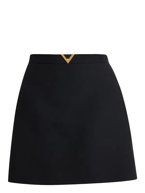 Valentino Garavani V-logo Wool Crepe Mini Skirt - Nero