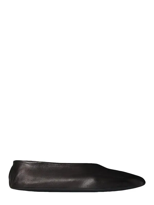 THE ROW Stella Leather Slippers - Black