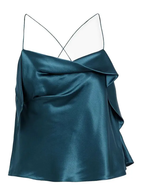 Michelle Mason Draped Silksatin Camisole - Petrol