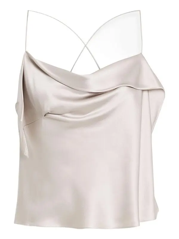 Michelle Mason Draped Silksatin Camisole - Silver