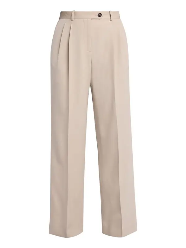 THE ROW Double-pleated Straight-leg Trousers - Stone