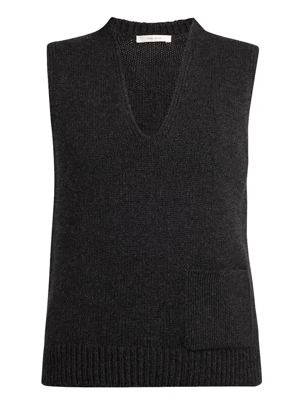 THE ROW Marte V-neck Cashmere Sweater Vest - Charcoal Melange