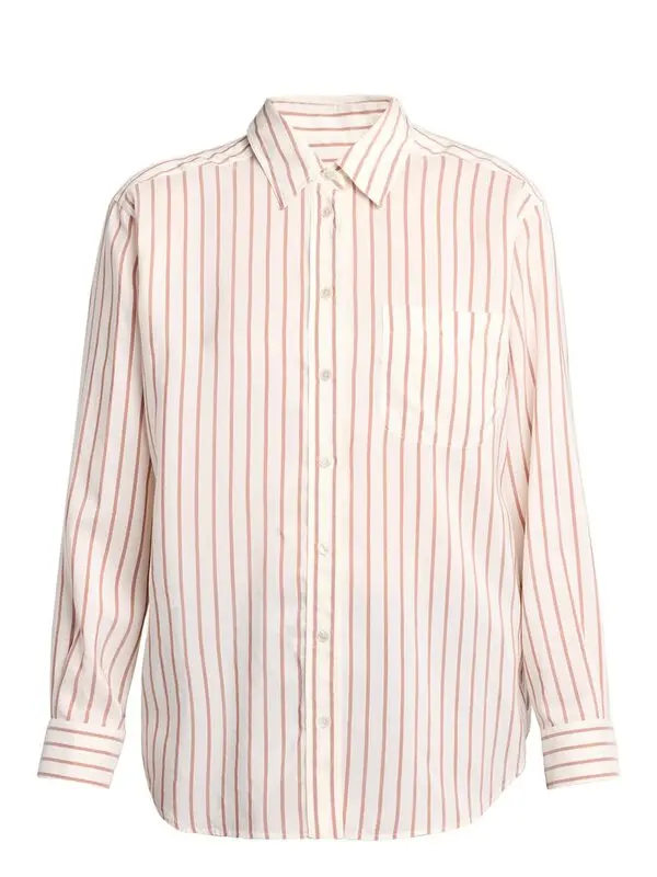 THE ROW Gavina Striped Silk Poplin Button-down Shirt - Ivory/cinnamon
