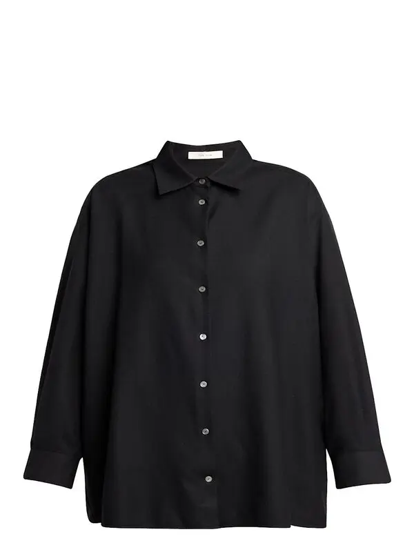 THE ROW Luka Wool Twill Button-down Shirt - Black