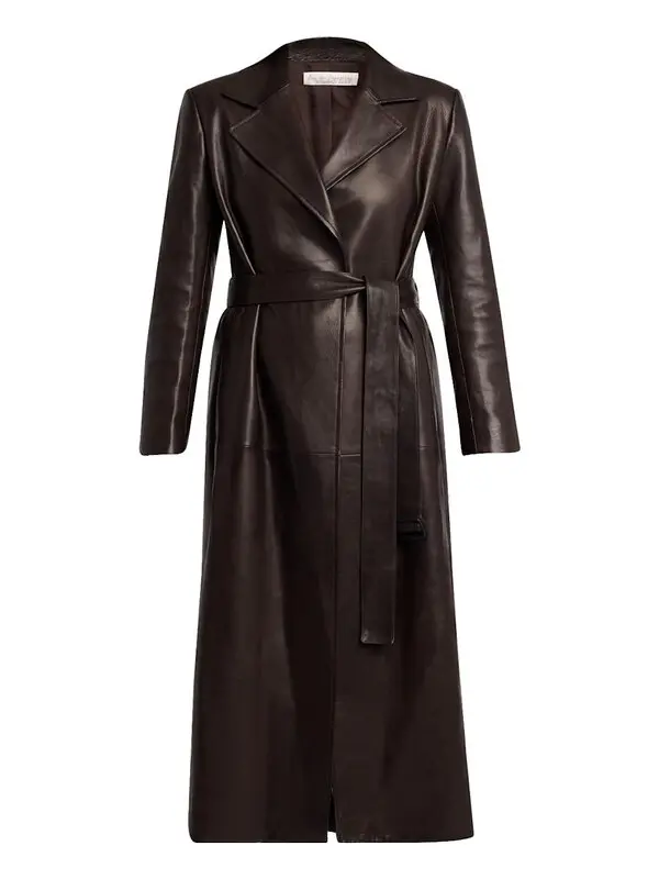 THE ROW Raisa Belted Leather Coat - Coffee