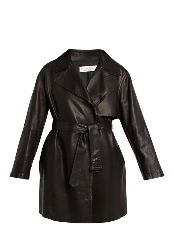 THE ROW Siempra Leather Wrap Trench Coat - Black