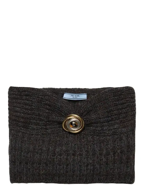 Prada Cashmere And Wool Bandeau Top With Brooch - Anthracite