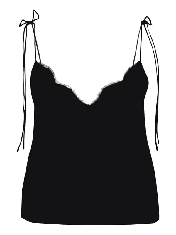 Valentino Garavani Lace-trimmed Silk Cami Top - Nero