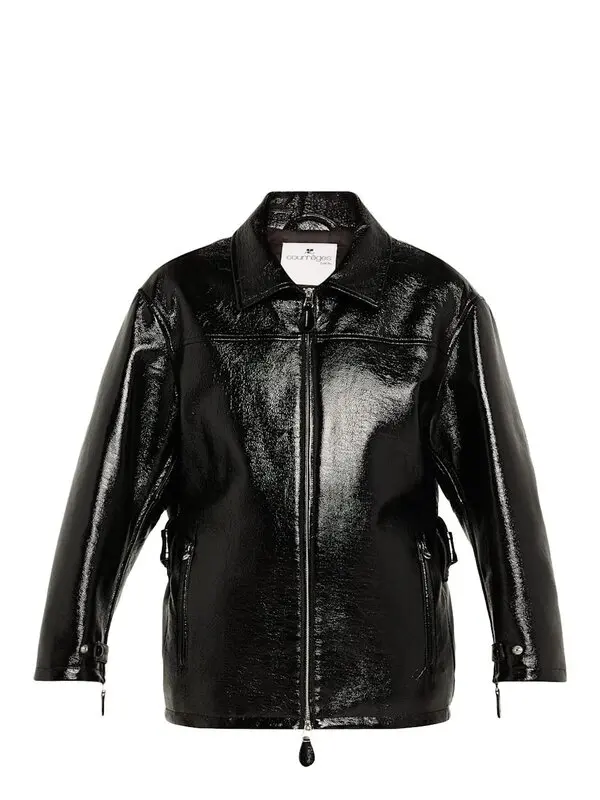 COURREGES Zipped Vinyl Jacket - Black