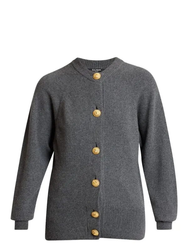 Balmain Eco-cashmere V-neck Cardigan - Mottled Grey