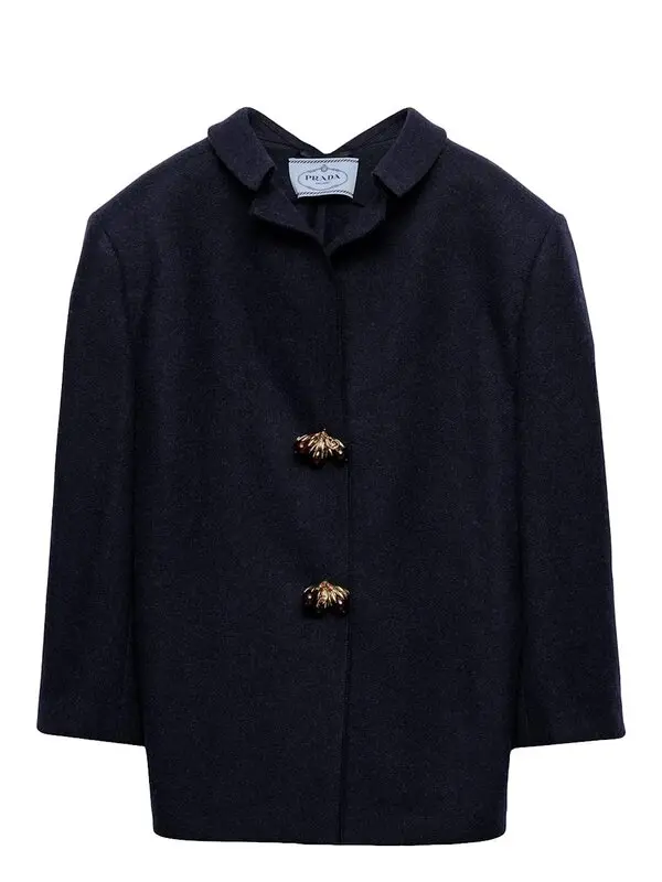 Prada Wool Jewel-button Coat - Blue
