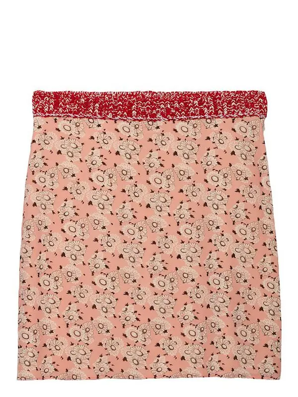 Prada Floral Silk Georgette Mini Skirt - F0d61 Camelia
