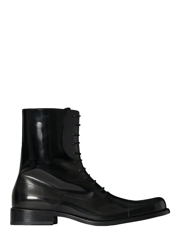 THE ROW Kai Lace-up Leather Boots - Black
