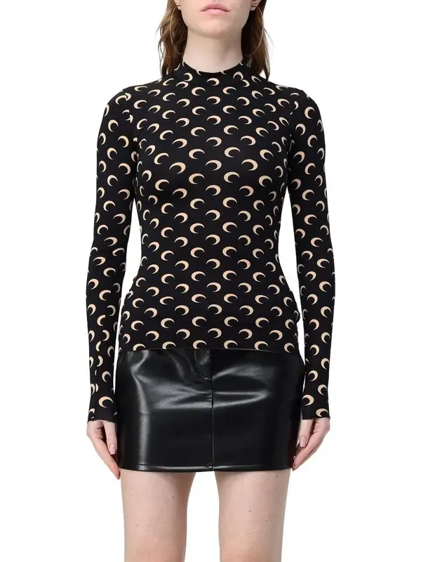 MARINE SERRE Moon Lozenge" Print High Neck Top - Black