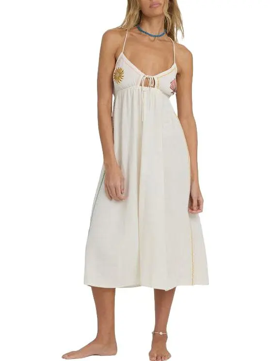 BILLABONG Wave Haze Embroidered Midi Dress - Salt Crystal