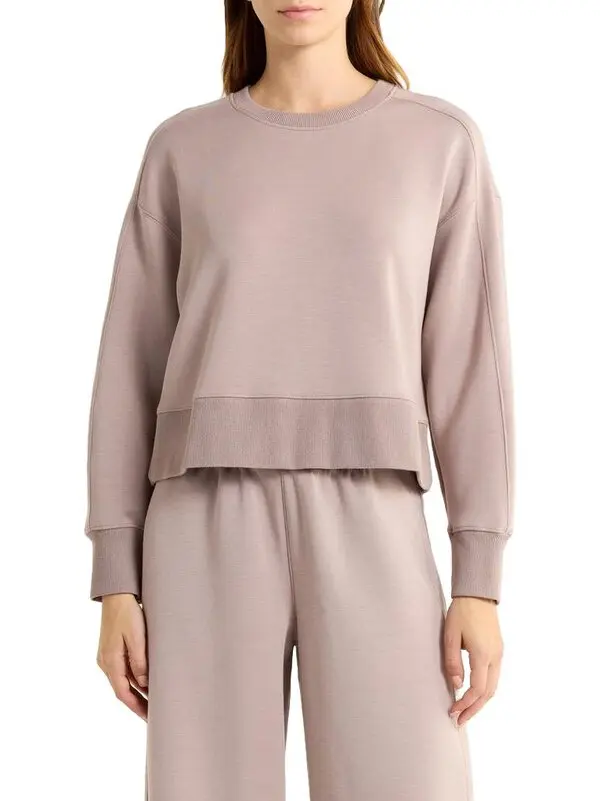Spanx Airessentials® Luxe Crop Crewneck Sweatshirt - Coastal Fog