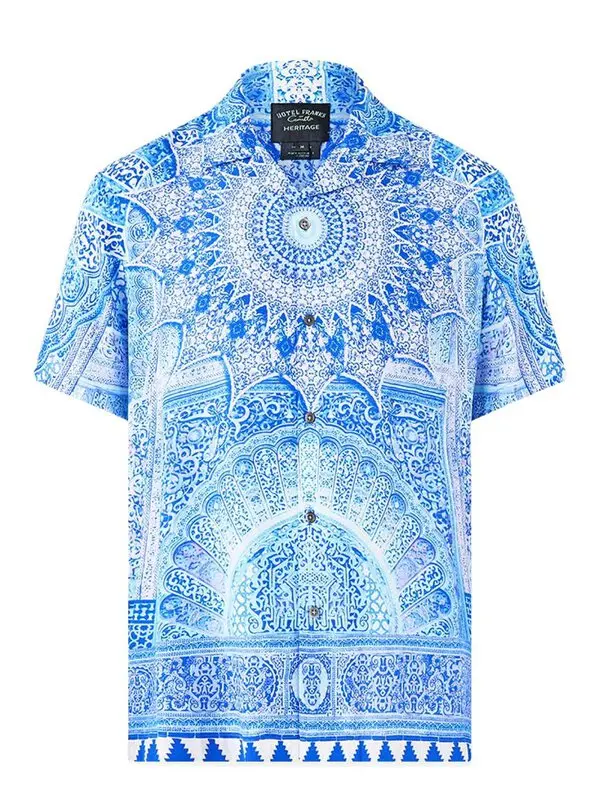 Camilla Short Sleeve Camp Collared Shirt - The Bosphorous