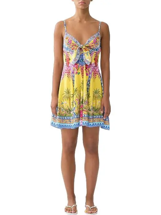Camilla Short Dress With Tie Front - Sultanahmet Summer