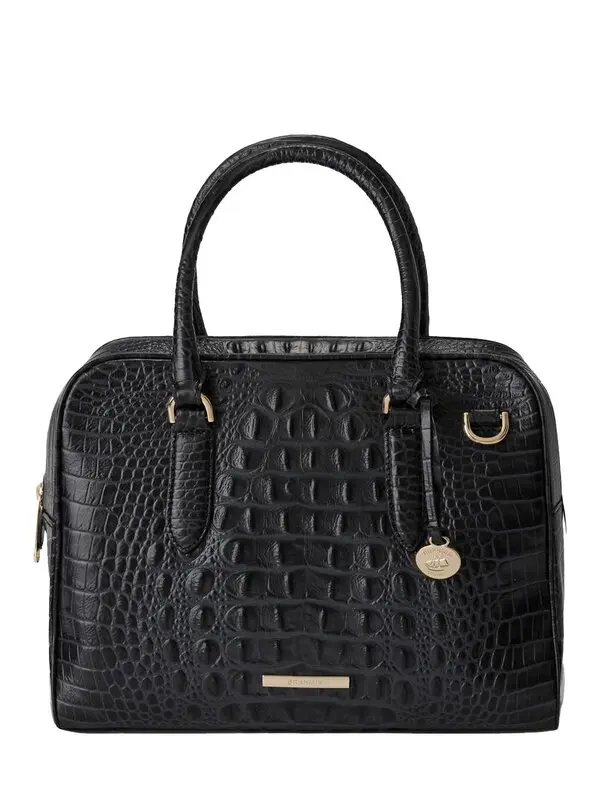Brahmin Croc Embossed Leather Satchel - Black Alden Road
