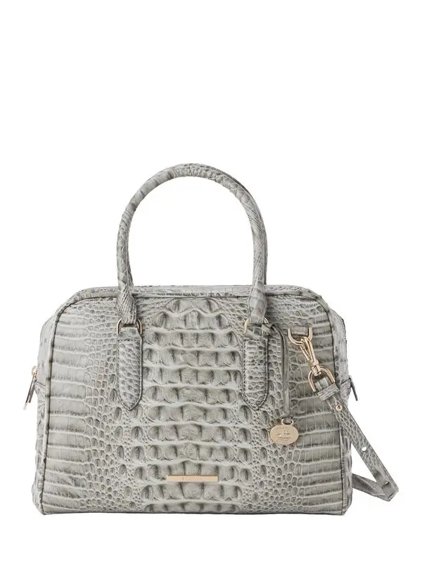 Brahmin Croc Embossed Leather Satchel - Dove Alden Road