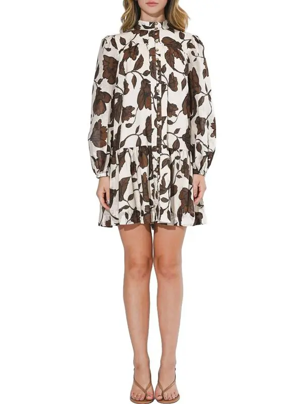 Adelyn Rae Sharon Floral Print Mini Dress - Brown