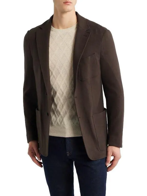 Canali Cotton And Cashmere Trim Fit Jacket - Dark Brown