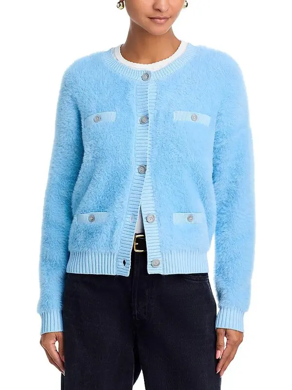 Aqua Brushed Four Pocket Cardigan - Sky Blue
