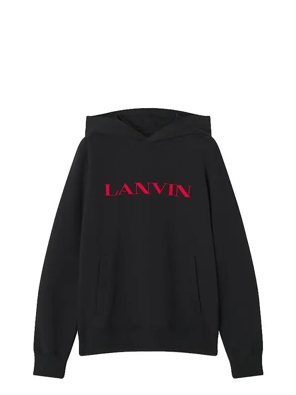 LANVIN Embroidered Cotton Hoodie - Black