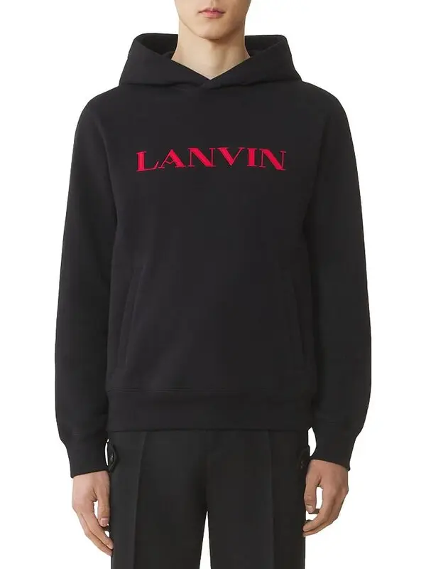 LANVIN Embroidered Cotton Hoodie - Black