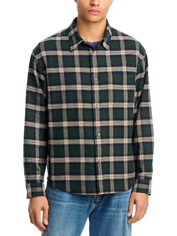 FRAME Soa Plaid Regular Fit Button Down Shirt - Beige Plaid