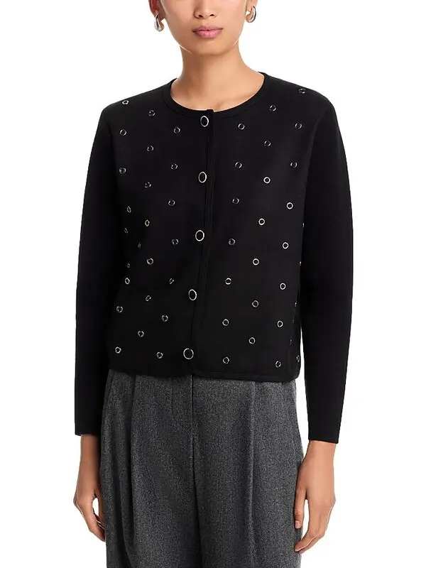 SIONI Grommet Mixed Media Jacket - Black