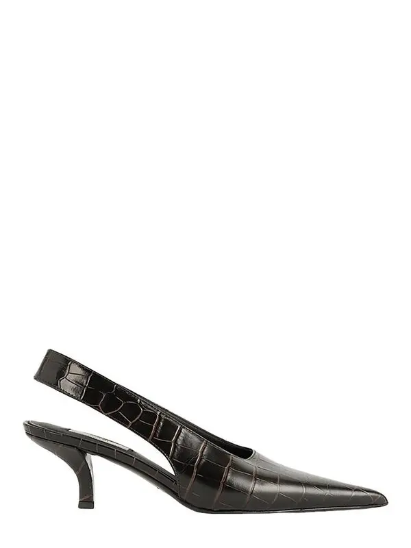 TOTEME Classic Croco Slingback Pumps - Dark Brown