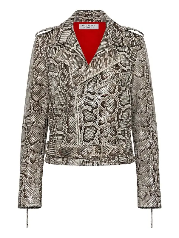 Gabriela Hearst Anton Biker Jacket In Inversa™ Snakeskin - Greyscale