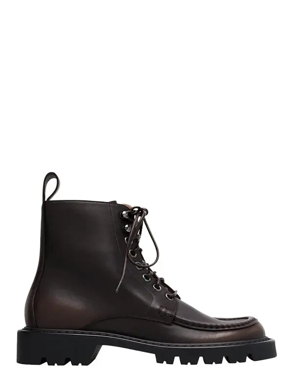Loewe Sierra Leather Combat Boots - Dark Brown