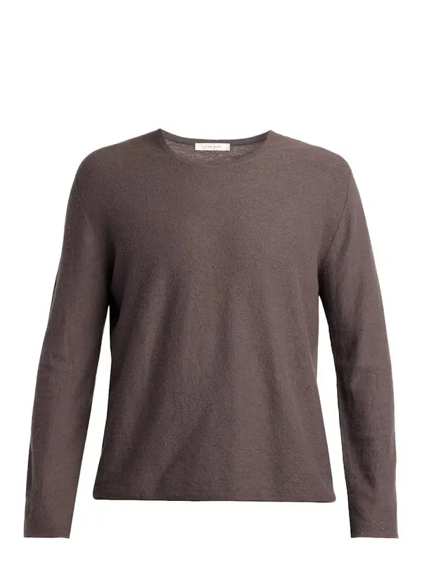 THE ROW Felted Cashmere Crewneck Sweater - Dark Taupe