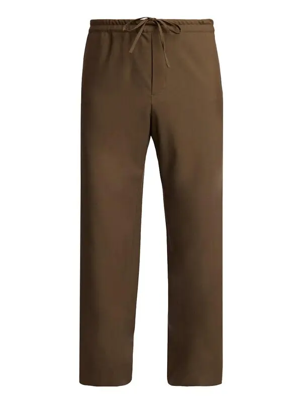 THE ROW Ari Wool Wide-leg Drawstring Pants - Sepia Khak