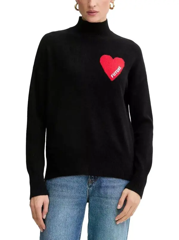 From Future Heart-motif Roll-neck Sweater - Black