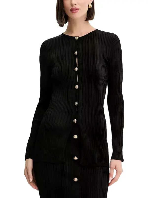 MARCIANO Ribbed Button Cardigan - Black